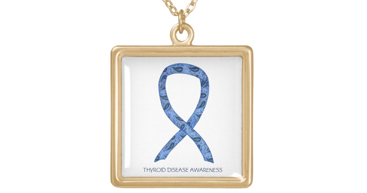 Thyroid Disease Awareness Paisley Ribbon Necklace | Zazzle