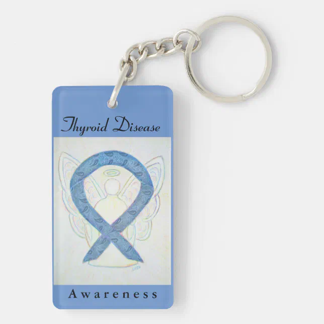 Thyroid Disease Awareness Ribbon Art Keychain | Zazzle