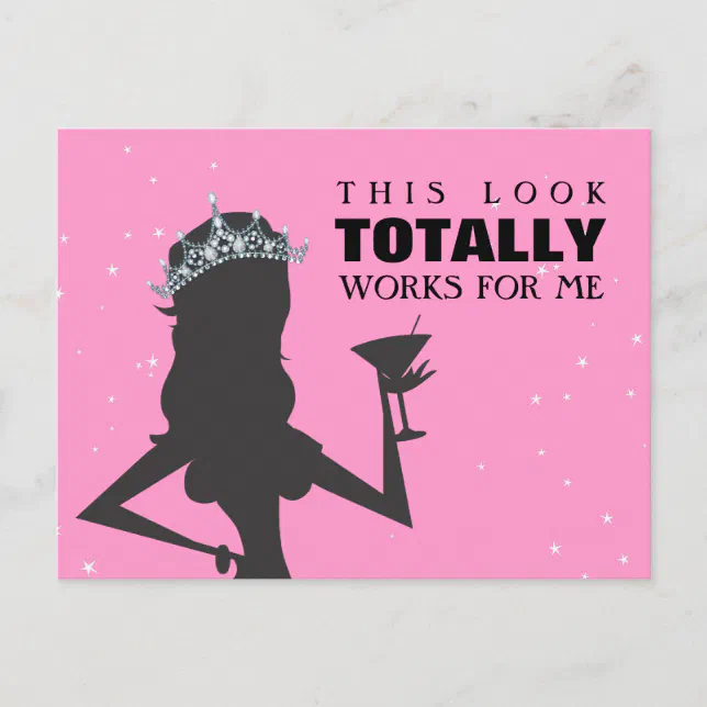 Tiara Princess with a Cocktail Funny Postcard | Zazzle
