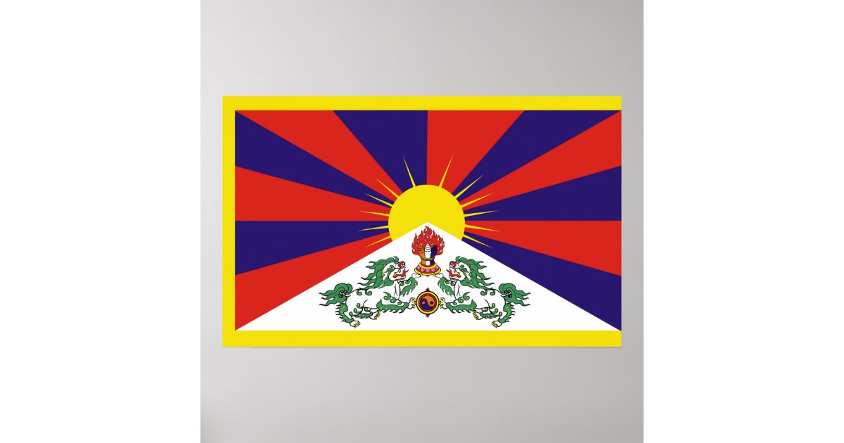 Tibet flag - Snow Lion Flag Poster | Zazzle