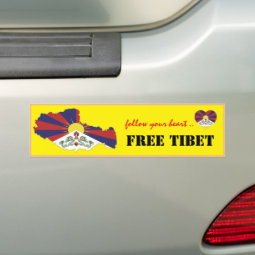 Tibet & Free Tibet, Heart compassion /Tibetan Flag Bumper Sticker | Zazzle