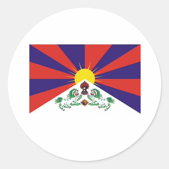 TIBETAN FLAG CLASSIC ROUND STICKER | Zazzle