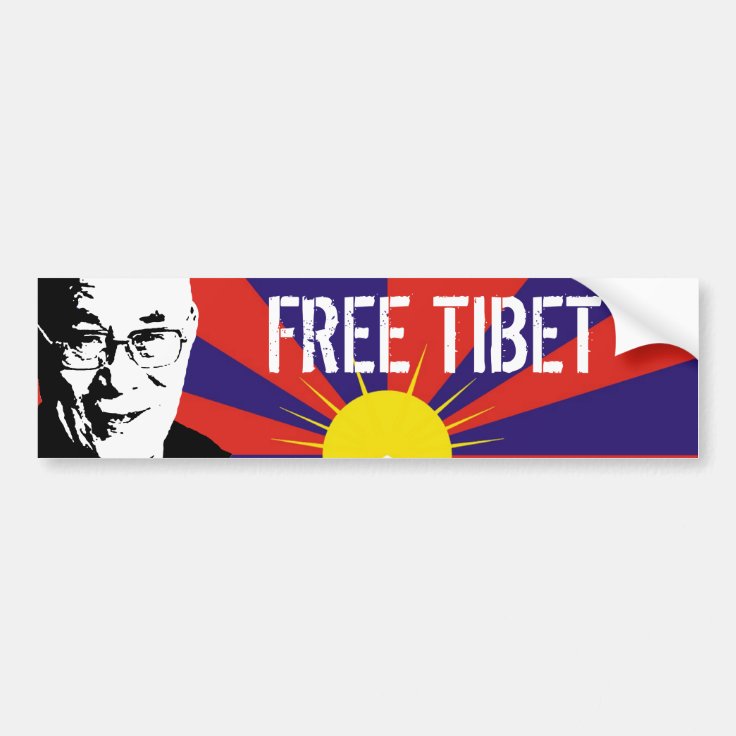 Tibetan Flag, Dalai Lama, FREE TIBET Bumper Sticker | Zazzle
