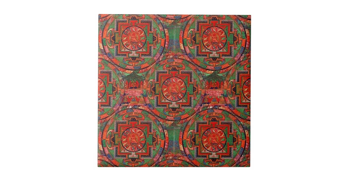 Tibetan Mandala Ceramic Tile | Zazzle