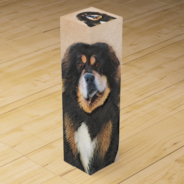 Tibetan Mastiff Painting - Cute Original Dog Art Wine Box | Zazzle.com
