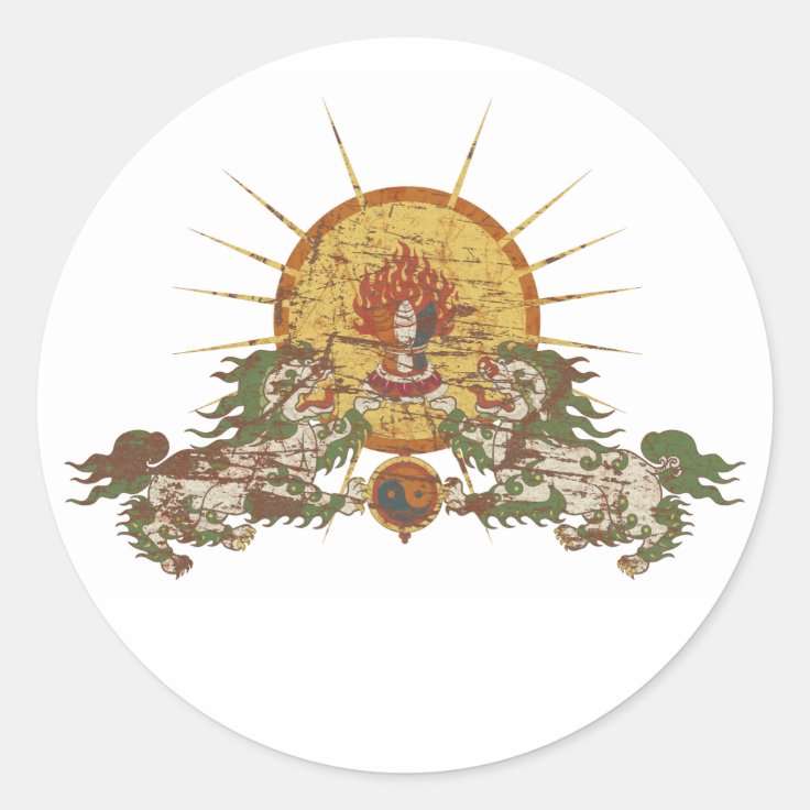 Tibetan Snow Lion Classic Round Sticker | Zazzle