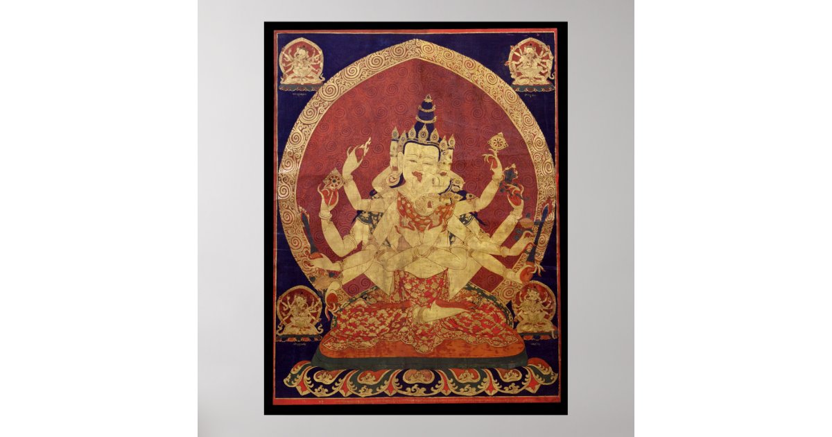 Tibetan Thanka of Guhyasamaja Akshobhyavajra Poster | Zazzle