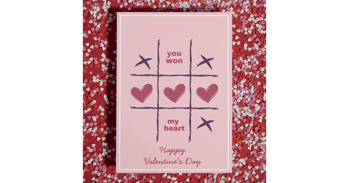 Tic-Tac-Toe Funny Valentine's Day Holiday Card | Zazzle