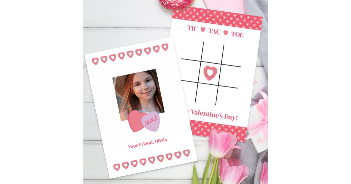 Tic Tac Toe Valentine Photo Classroom Card | Zazzle