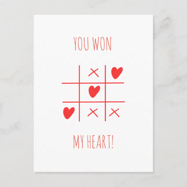 TIC TAC TOE VALENTINE'S DAY POSTCARD | Zazzle