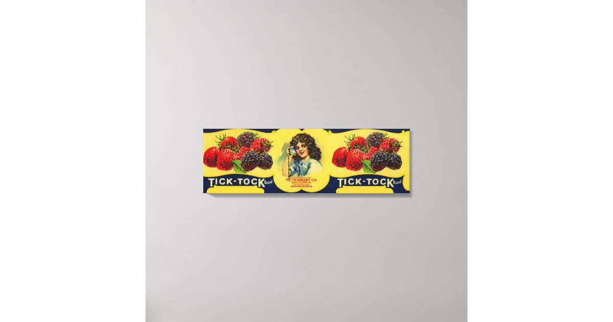 Tick Tock Berry Label Canvas Print | Zazzle