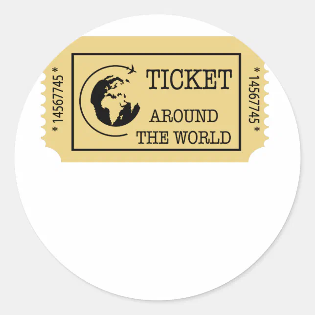 TICKET around the World Classic Round Sticker | Zazzle