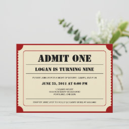 Ticket Stub Party Invitation | Zazzle