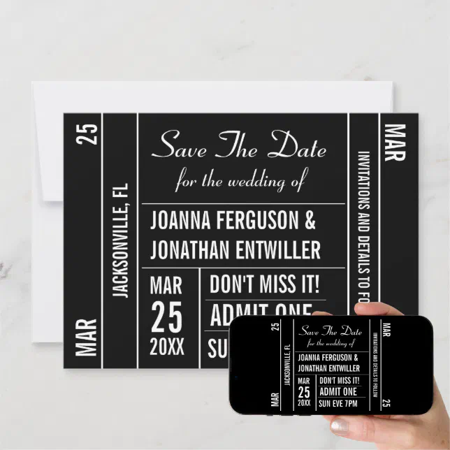 Ticket Stub Save The Date Invitation | Zazzle