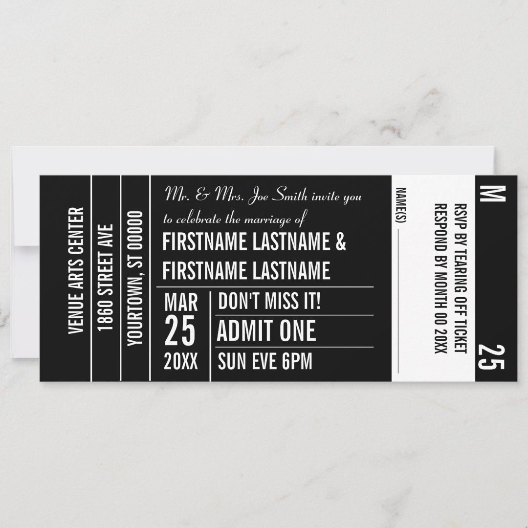 Ticket Stub White Area Party Invitation | Zazzle