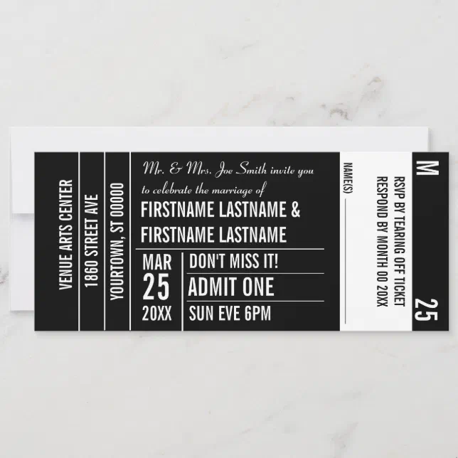 Ticket Stub White Area Party Invitation | Zazzle