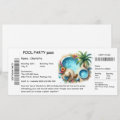 Ticket-Style Pool Party Invitation – Birthday Bash | Zazzle