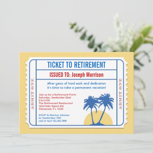 Ticket Style Retirement Invitation | Zazzle