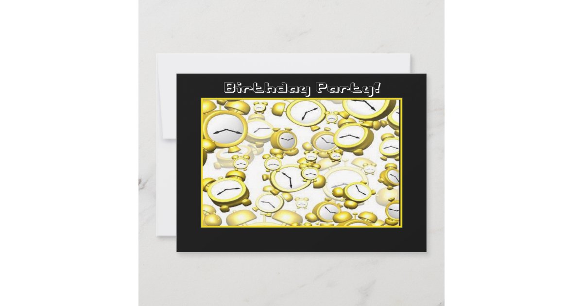 Ticking Clock Birthday Party Invitation | Zazzle