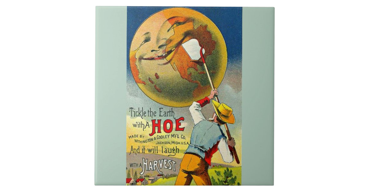 Tickle the Earth - Victorian trade card print Ceramic Tile | Zazzle