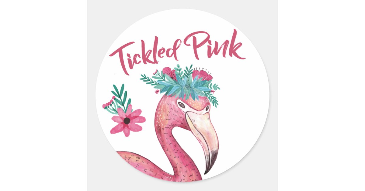 Tickled Pink Baby Shower Sticker | Zazzle