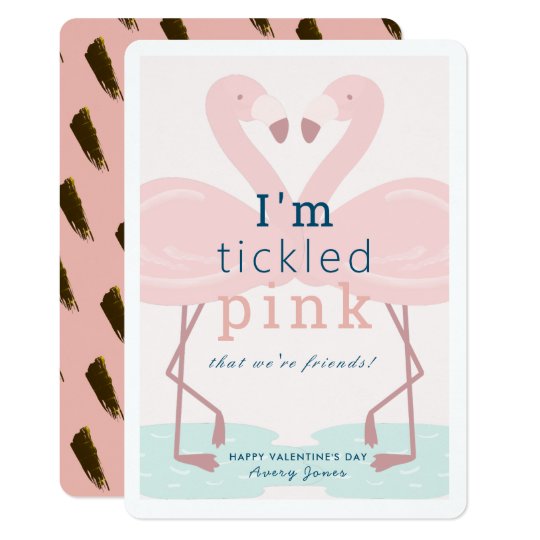 Tickled Pink Flamingo Pink Valentines Day Card