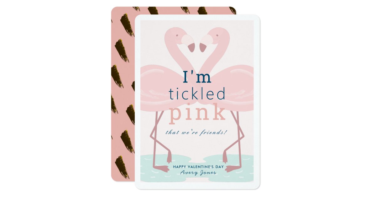 Tickled Pink Flamingo Pink Valentines Day Card