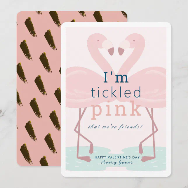 Tickled Pink Flamingo Pink Valentine's Day Card | Zazzle
