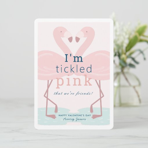 Tickled Pink Flamingo Pink Valentine's Day Card | Zazzle