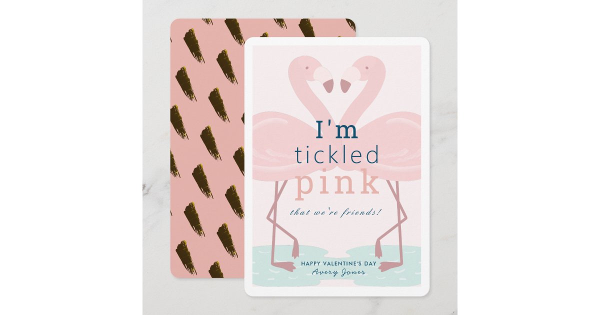 Tickled Pink Flamingo Pink Valentine's Day Card | Zazzle