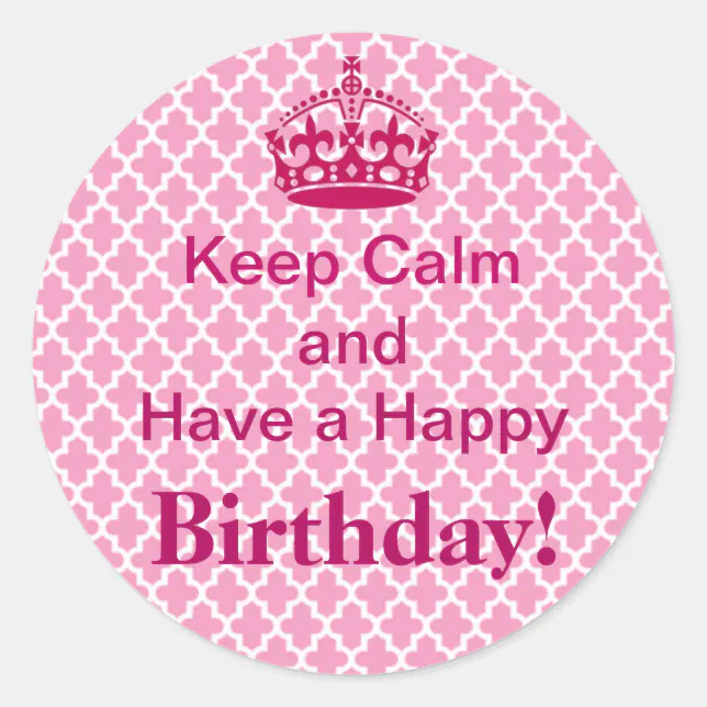 Tickled Pink Keep Calm Birthday Stickers | Zazzle
