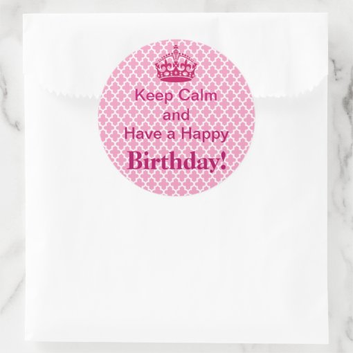 Tickled Pink Keep Calm Birthday Stickers | Zazzle