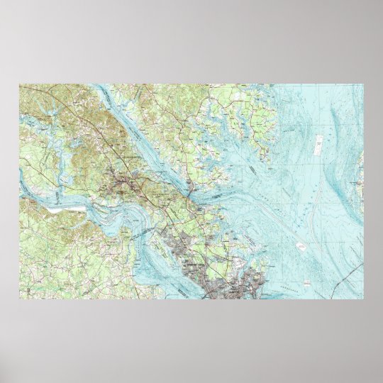 Tidewater Virginia Map (1984) Poster | Zazzle.com