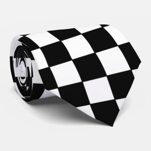 tie - black white checker grid | Zazzle