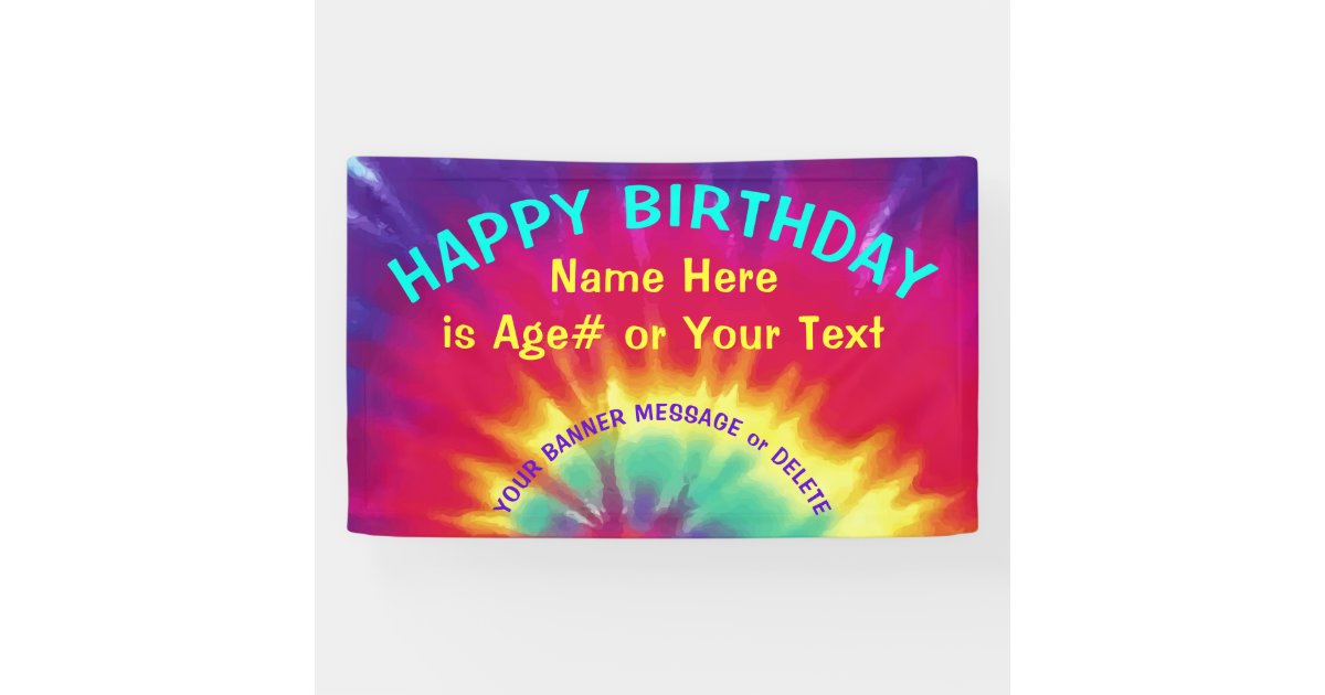 Tie Dye Banner Personalized for Birthday Banner | Zazzle