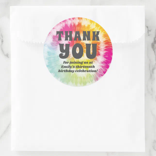 Tie-Dye Birthday Classic Round Sticker | Zazzle