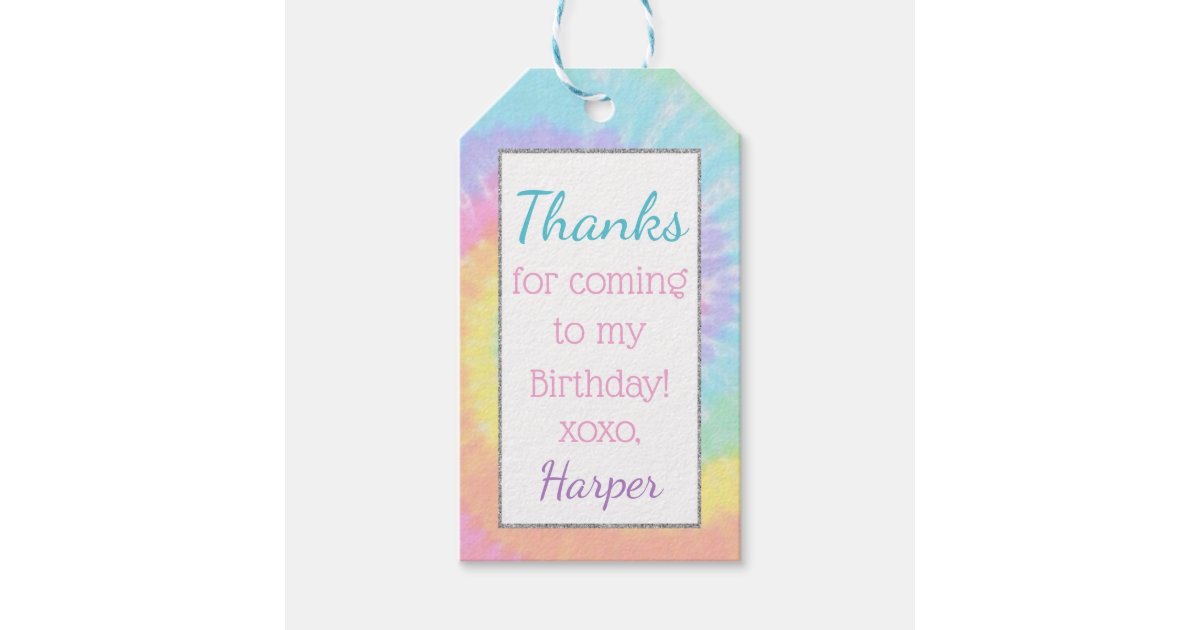Tie Dye Birthday Party Favor Tags | Zazzle