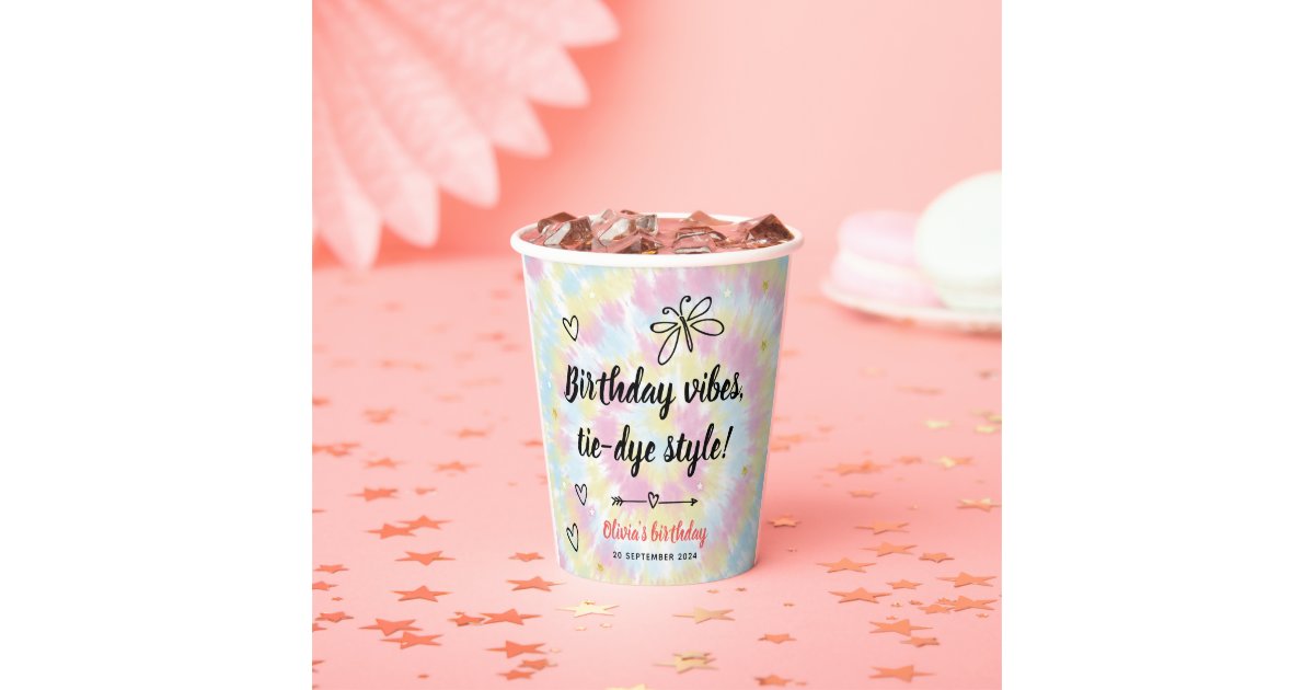 Tie Dye Birthday Party Paper Cups | Zazzle