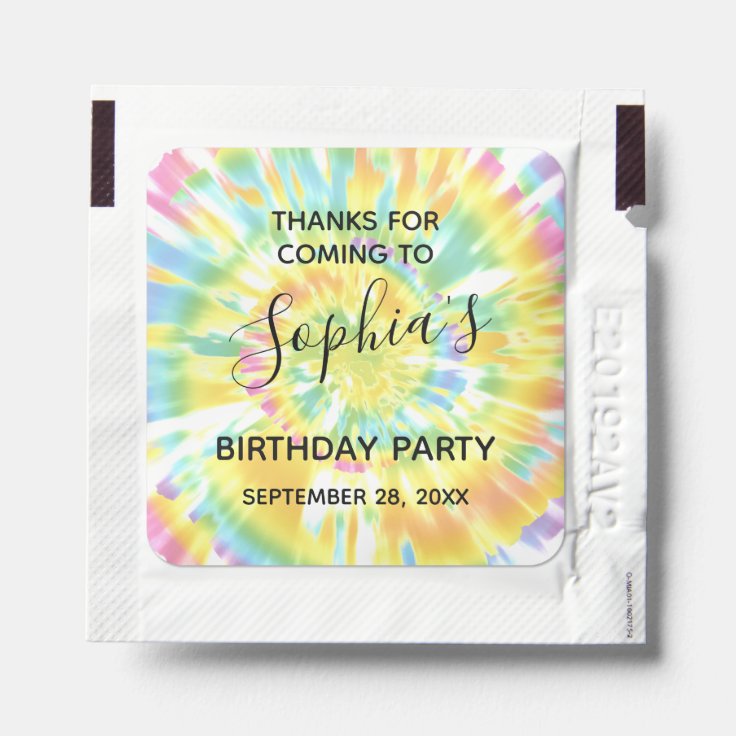 Tie Dye Birthday Party Personalized Hand Sanitizer Packet | Zazzle