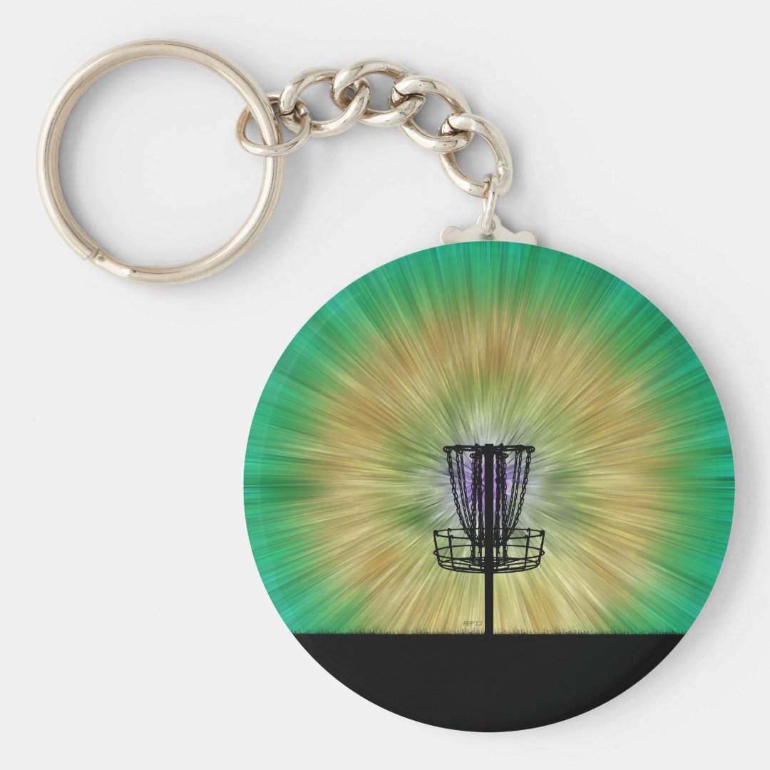 Tie Dye Disc Golf Basket Keychain | Zazzle