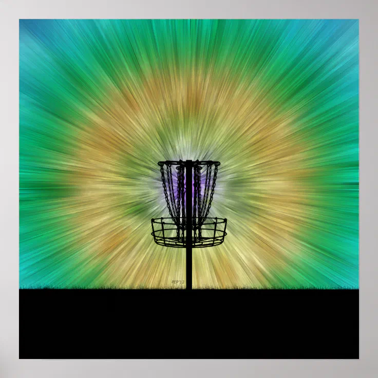 Tie Dye Disc Golf Basket Poster | Zazzle