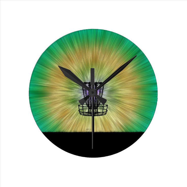 Tie Dye Disc Golf Basket Round Clock | Zazzle