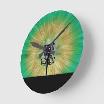 Tie Dye Disc Golf Basket Round Clock | Zazzle