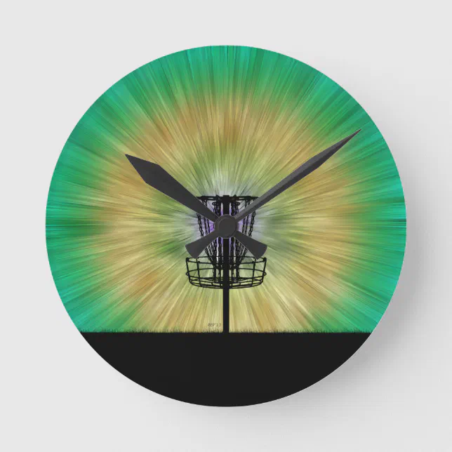 Tie Dye Disc Golf Basket Round Clock | Zazzle