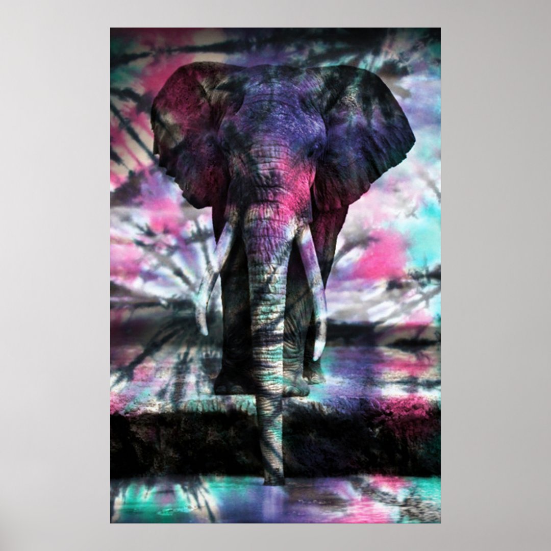 Tie-Dye Elephant Poster | Zazzle