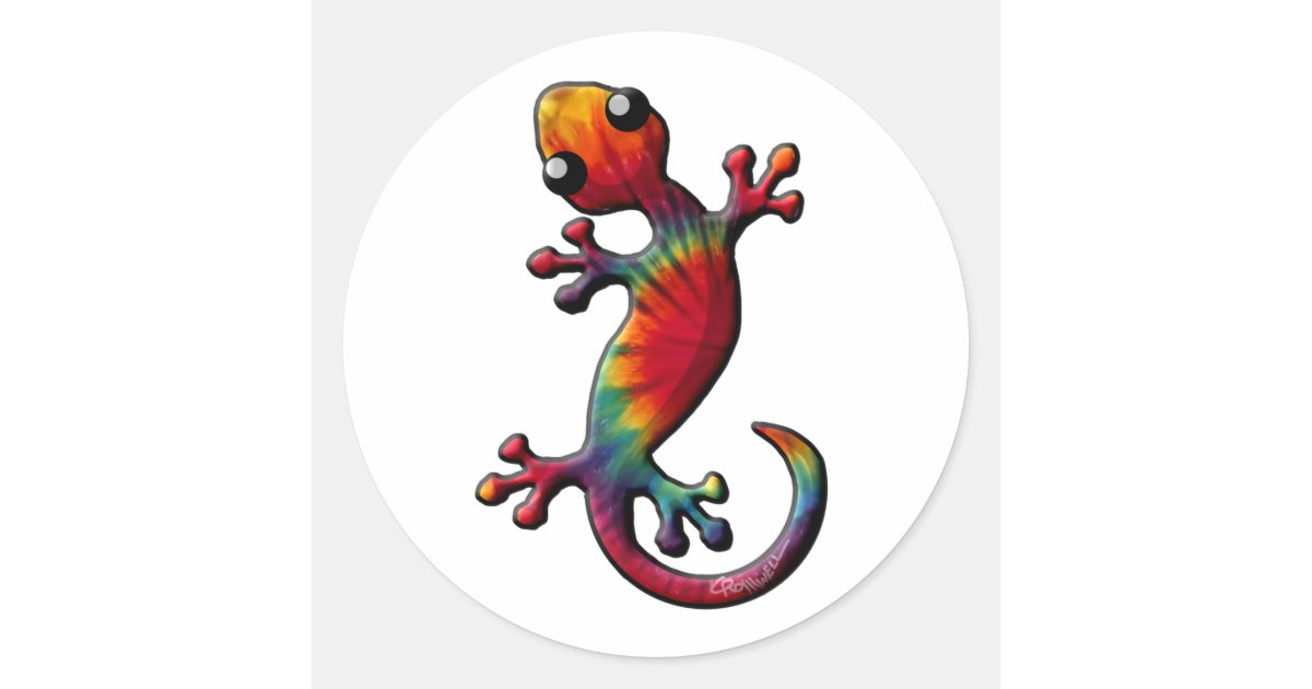 Tie Dye Gecko Lizard Classic Round Sticker | Zazzle