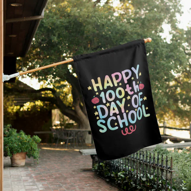 Tie Dye Happy 100th Day Of School Teacher Student House Flag | Zazzle
