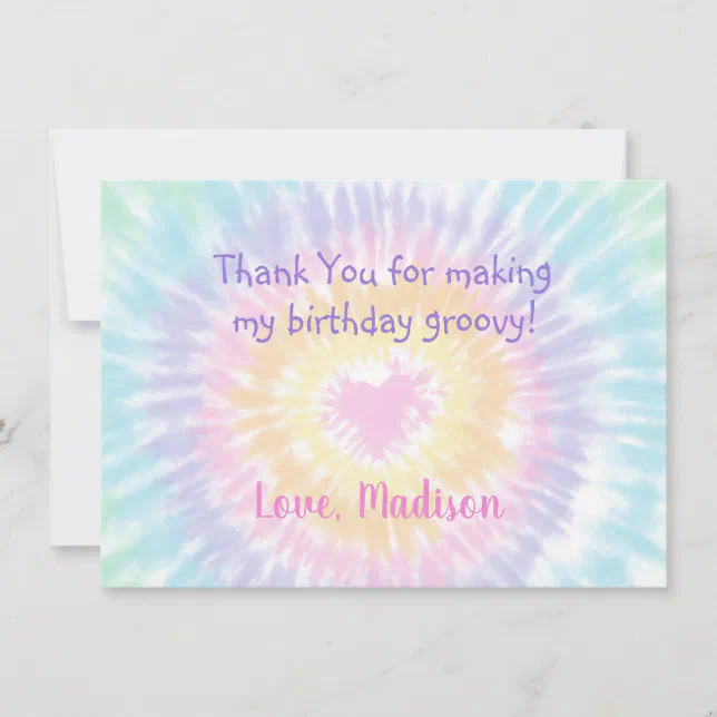 Tie Dye Pastel Rainbow Boho Hippie Thank You | Zazzle