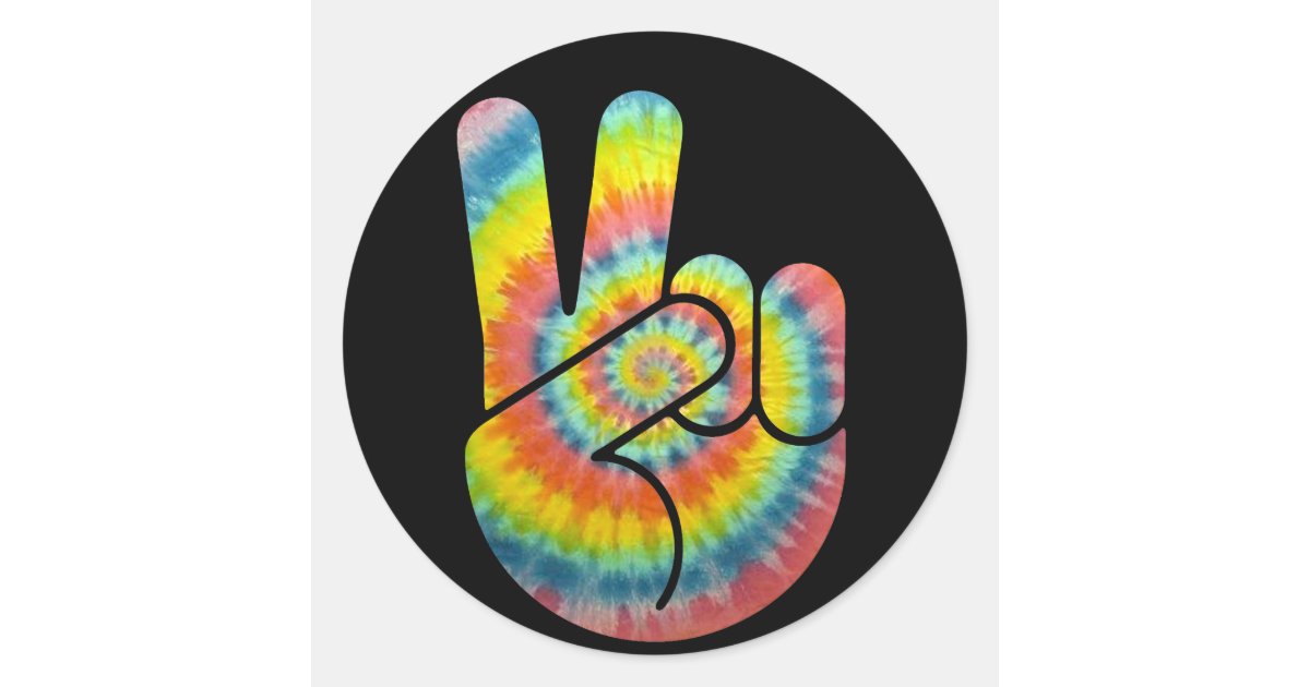 Tie Dye Peace Hand Classic Round Sticker | Zazzle