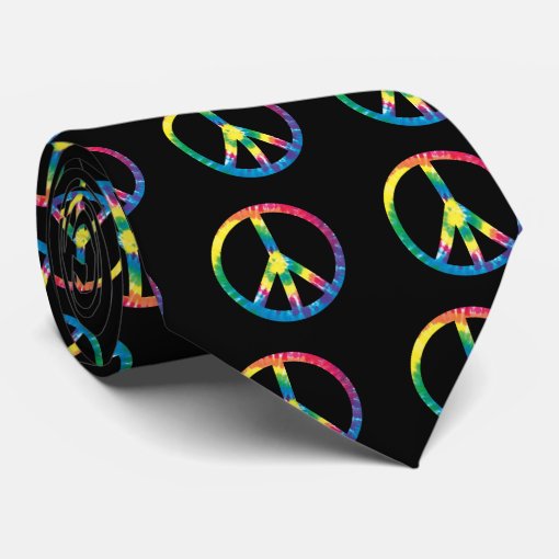 Tie dye peace sign tie | Zazzle